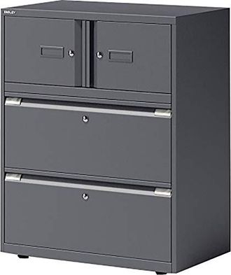 Bisley Kombination Essentials, 2 Türen H 267 und 2 Schubladen H 304 mm, Metall, 634 Anthrazitgrau, 47 x 80 x 100 cm