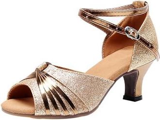 Generic Chaussures De Danse Latine Femme Bout Ouvert Latine Tango Valse Fête Sociale Salsa Bachata Ballroom Sandales De Danse Pour Femmes Petit Talon Paillett