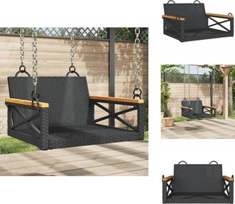 vidaXL H&auml;ngesessel Schwarz 63x62x40 cm Poly Rattan - Outdoor M&ouml;bel - Gartenstuhl - Hangestuhl - Schaukelbank - Gartenlounge