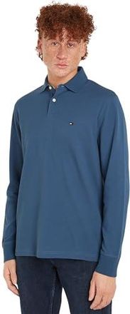 Tommy Hilfiger Homme Polo Manches Longues Regular Basic, Bleu (Aegean Sea), L