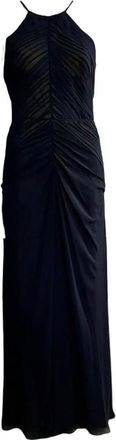 Vera Wang Black Ruched Chiffon Maxi Dress Size XS