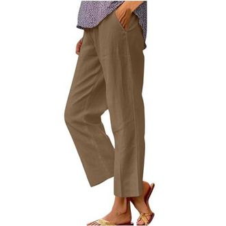 Generic Pantalon 7/8 Femme Droit- Pantalon Taille Elastique Couleur Unie Poches Lat&eacute;rales D&eacute;contract&eacute; &agrave; Neuf Points Classiques Comfortable Slim Simple &Eacute;l&eacute;gant