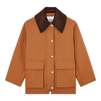 Ganni Heavy Twill Jacket - - Jackets - Damen - Braun - 2XS/XS
