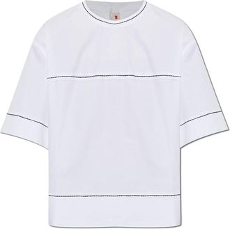 Marni Femme, Tops, Blanc, Taille: 34 FR T-shirt en popeline &agrave; coutures apparentes