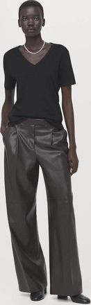 Mango T-shirt coton col en V noir - Femme - XXS - MANGO