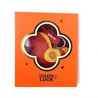 Generic Porte-cl&eacute;s cheval 2026 pour cadeau de Nouvel An, joli porte-cl&eacute;s en cuir PU pour sac, Rouge, taille unique