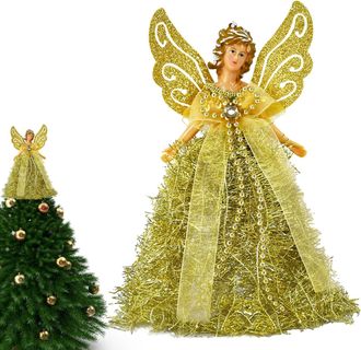 Generic Engelbaumpyette - Baumschmuck, Top Prinzessin Figur mit Fl&uuml;geln | Fl&uuml;gel Baumdekoration f&uuml;r Weihnachten, Elegante 20 cm Weihnachtsbaumschmuck, Partyge