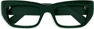 Gucci Eckige Brille mit Logo-Schild - Grau