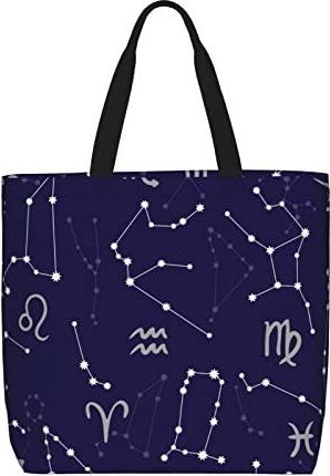 Generic Sac Fourre-Tout Mod&egrave;le De Constellation D&Eacute;toiles Femmes Sac &Agrave; Bandouli&egrave;re Avec Poign&eacute;es Lavables Sacs En Toile &Eacute;paule, Pour &Eacute;cole, Tous Les Jours, Voy