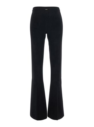 Twinset Womens Straight-Leg Pants Tech Fabric Black Viscose Trousers