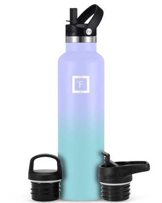 Iron Flask Edelstahl Trinkflasche mit 3 Deckel - Auslaufsicher Thermosflasche - Metall Wasserflasche Doppelwandig Isoliert BPA-freie fur Sport Schule Fitness Cam