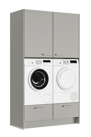 Nobilia Waschmaschinenschrank Touch, Grau, Metall, 123.2x216.6x58.3 cm, Blauer Engel, Pefc, Goldenes M, Made in Germany, DGM-Klimapakt, Waschk&uuml;che, Waschmasch