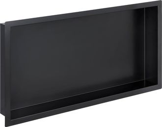 Saqu Shine Einbaunische - Trendiges Matt Schwarz - Mehr Stauraum in der Dusche Aufbewahrungs-Lösung - 60x7x30 cm - Edelstahl Organizer - Dusche - Bad