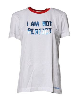 Dolce & Gabbana Womens White Graphic Print Cotton Crew Neck T-Shirt