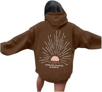 Generic Sweats &agrave; capuche et sweatshirts &agrave; capuche pour femme, motif coucher de soleil, plage, surf, noix de coco, sweat-shirt confortable et style d&eacute;contract&eacute;