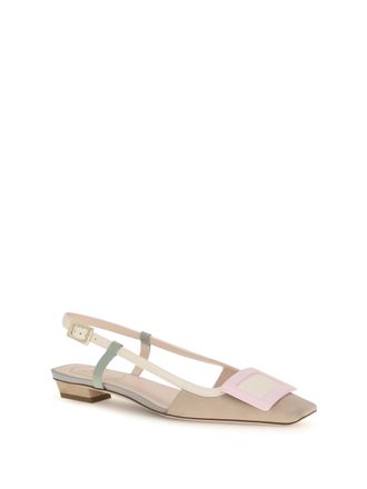 Roger Vivier Womens Slingback Suede Ballerinas Belle Vivier Multicolour Calf Leather Ballerina Shoes