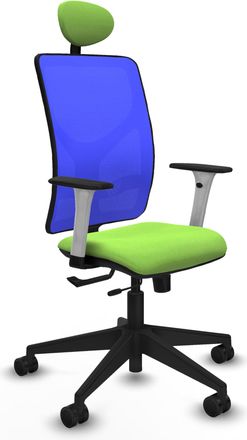 Piqueras y Crespo Gepolsterter Stuhl, mit wei&szlig;en und schwarzen Armlehnen, h&ouml;henverstellbarer Lendenwirbelst&uuml;tze und festem Kopfteil, ausgestattet mit Syncro/Traslack un