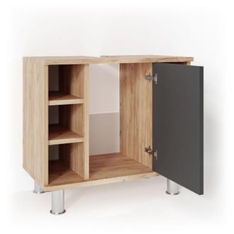 Vicco Meuble sous vasque simple Fynn, Anthracite/chêne doré, 60 x 54 cm
