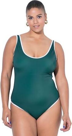 STUDIO UNTOLD Femme Grandes Tailles Maillot de Bain Sculptant &agrave; Bonnet Souples et Passepoil Vert fonc&eacute; 54 849003460-52