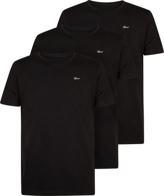 Petrol Industries Herren 3er-Pack T-Shirts - Rundhalsausschnitt - Baumwolle - Kurzarm - Multipack - Herrenbekleidung - Schwarz - XXXL