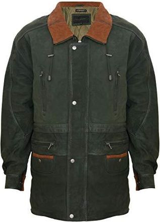 Infinity Leather Veste DExtérieur Vert DHiver en Daim Souple et Contrastée Classique Pour Hommes 4XL