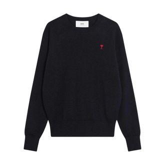 Ami Quota Rundhals-Pullover mit Logo - - Knitwear - Herren - Blau - 2XL