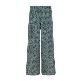 Max Mara Femme, Pantalons, Vert, Taille: 36 FR Pantalon Large Jacquard Multicolore