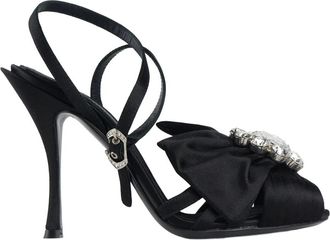 Dolce & Gabbana Femme, Chaussures, Noir, Taille: 35 EU Sandale en satin orn&eacute;e de cristaux