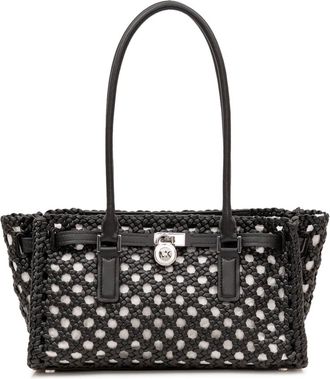 Michael Kors Femme, Sacs, Noir, Taille: ONE Size Hamilton Moderne Small Hand-Woven Satchel