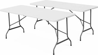 Alice's Garden 2er Set Klappbarer Partytisch aus Kunststoff Wei&szlig; 180 cm