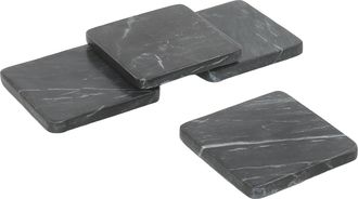 houseproud Marble Mates Untersetzer aus schwarzem Marmor, 4er-Set, Quadratisch