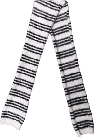Dolce & Gabbana Striped Angora Scarf - White