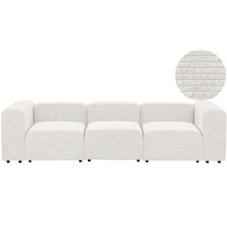 Beliani Modulsofa 3-Sitzer FALSTERBO Cord Cremewei&szlig;