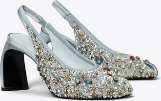 Tory Burch Damen Zehenfreier Slingback-Pumps