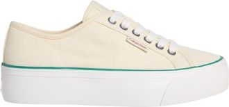 Calvin Klein Baskets Vulcanisées Femme Logo Tag Compensées, Jaune (Sweet Corn/Wild Green), 39