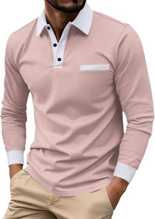 Generic Polo &agrave; manches longues pour homme avec col &agrave; revers et demi-bouton - Confortable - Doux &agrave; porter - &Eacute;vacuation de lhumidit&eacute; - Haut de sport pour le pri