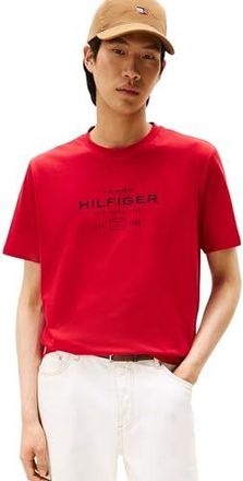 Tommy Hilfiger T-Shirt Manches Courtes Homme Stack Graphic Tee avec Col Ras-du-Cou, Rouge (Medium Red), M