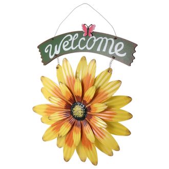 Cabilock Sonnenblumen Kettenanhänger Aus Eisen Dekoratives Türschild Zum Aufhängen Willkommensschild Für Haustür Zimmertür Oder Wanddekoration Vintage-Stil Son