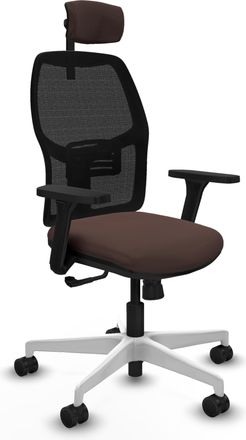 Piqueras y Crespo Alfera Stuhl mit Rollen f&uuml;r PC mit 3D-Armlehnen, h&ouml;henverstellbare Lendenwirbelst&uuml;tze und h&ouml;henverstellbares Kopfteil und Neigung, Schwarz/Dunkelbraun