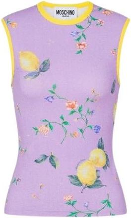 Moschino Femme, Tops, Violet, Taille: 38 FR Top en jersey technique imprim&eacute;
