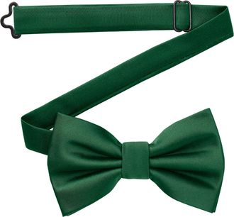 DonDon Fliege Herren handgefertigt Seiden-Look 12 x 6 cm Fliege Dunkelgrün