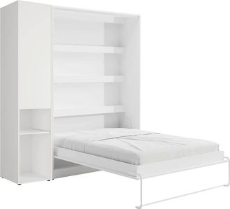 Vente-Unique Letto A Scomparsa Verticale 140 X 200 Cm 1 Colonna Contenitore Con Led Bianco - Rapili