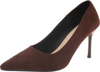 Generic Escarpins &agrave; talons hauts en velours pour femme - Bout pointu - Classique - Pour le bureau et le mariage, marron, 38.5 EU