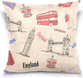 Linomo Kissenbezug 40x40 cm, England UK Big Ben London Dekorative Kissenbezug Kissenh&uuml;lle f&uuml;r Couch Sofa Bett Hause