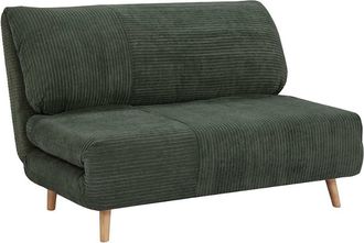 Vente-Unique Schlafsofa 2-Sitzer - Cord - Dunkelgr&uuml;n - PALULA