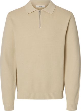 Selected Herren Slhdane Ls Knit Struc Half Zip Polo Noos, Oatmeal, L EU