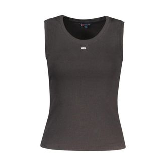 Tommy Hilfiger Schwarzes Baumwoll-Tanktop mit Logo - - Tops - Damen - Schwarzk - L