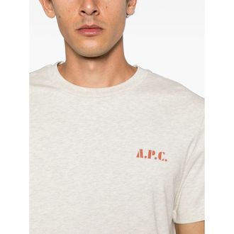 A.P.C. Logo-Embroidered Cotton T-Shirt - Beige