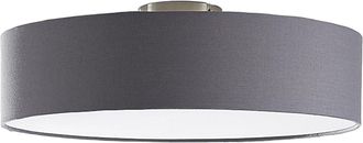 Lindby Textil Deckenleuchte rund 50 cm, Deckenlampe Stoff grau 3x E27 max. 11W ohne Leuchtmittel Schlafzimmerlampe Wohnzimmerlampe
