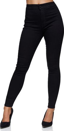 Elara Damen Jeans High Waist Slim Fit Chunkyrayan 201D Schwarz 46 (3XL)